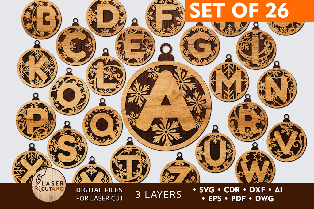 Laser Cut Christmas Baubles ORNAMENTS Ideas Names Multilayer Cut Files ...