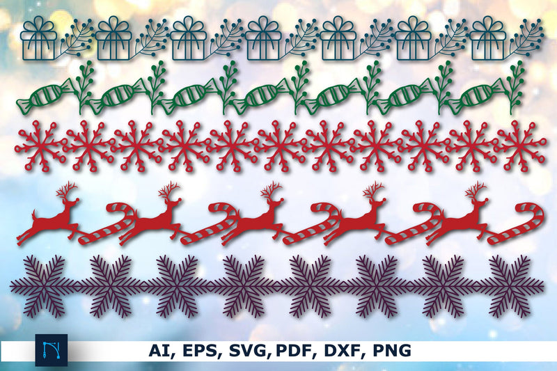 laser cut Christmas border SVG Bundle - So Fontsy