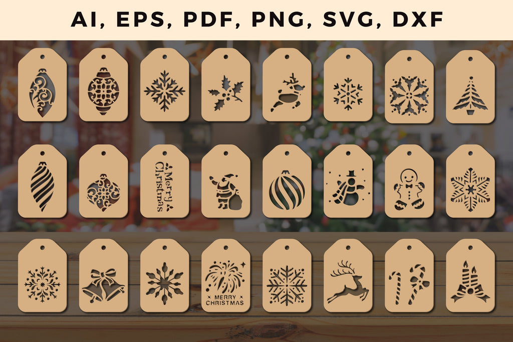 laser Cut Christmas Gift Tag Bundle - So Fontsy