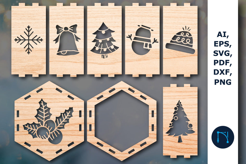 laser cut Christmas lantern SVG bundle - So Fontsy
