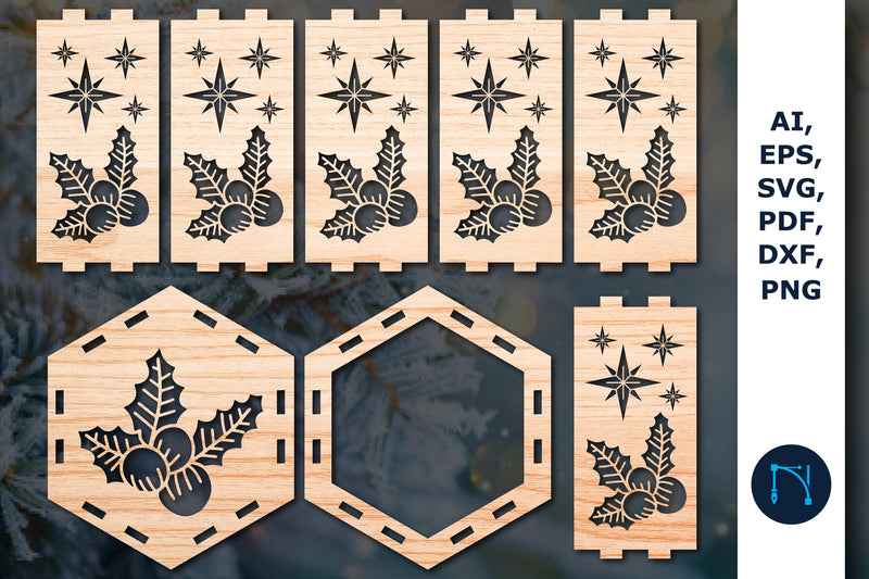 laser cut Christmas lantern SVG bundle - So Fontsy