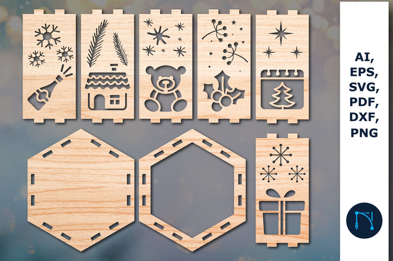 laser cut Christmas lantern SVG Bundle - So Fontsy