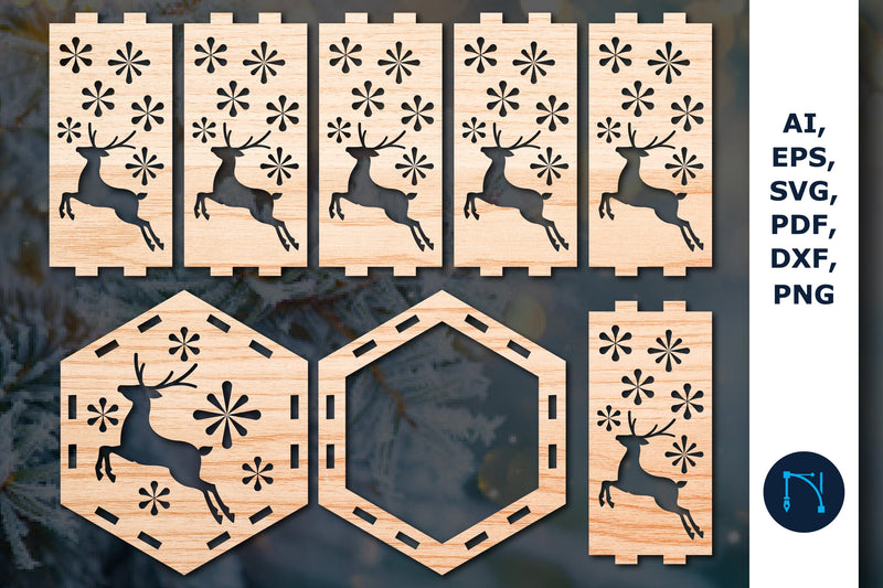 laser cut Christmas lantern SVG bundle - So Fontsy