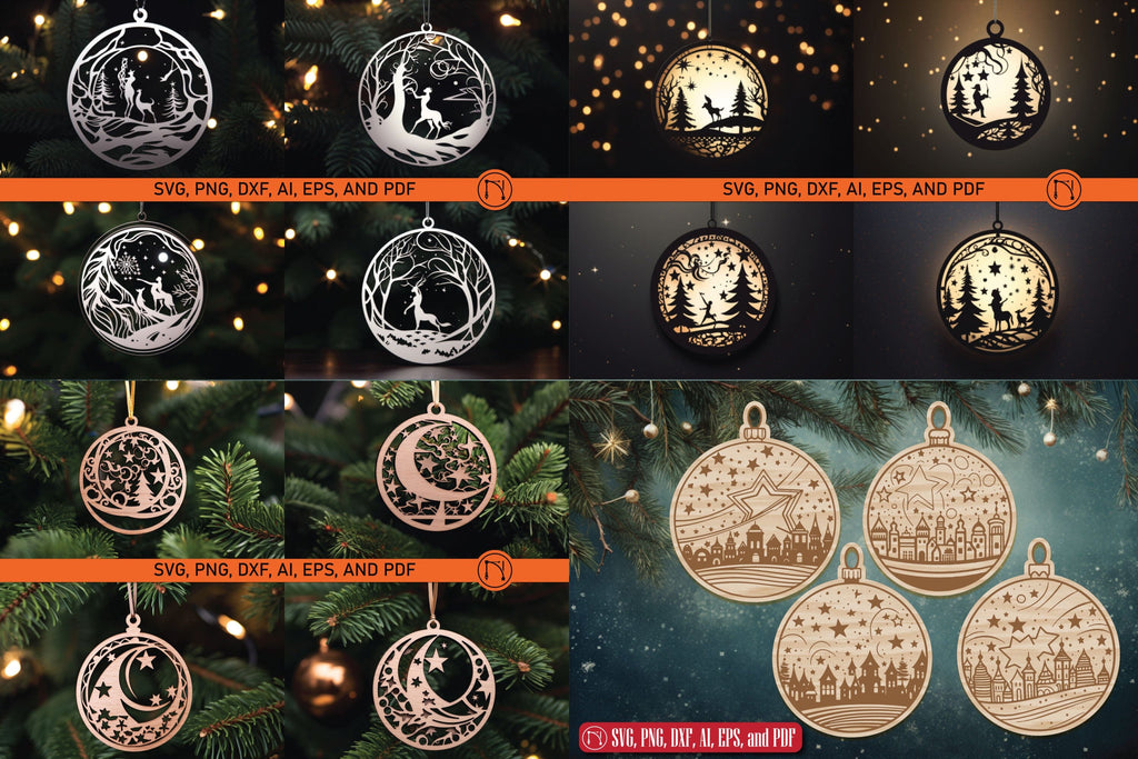 Laser Cut Christmas Ornament SVG Bundle - So Fontsy