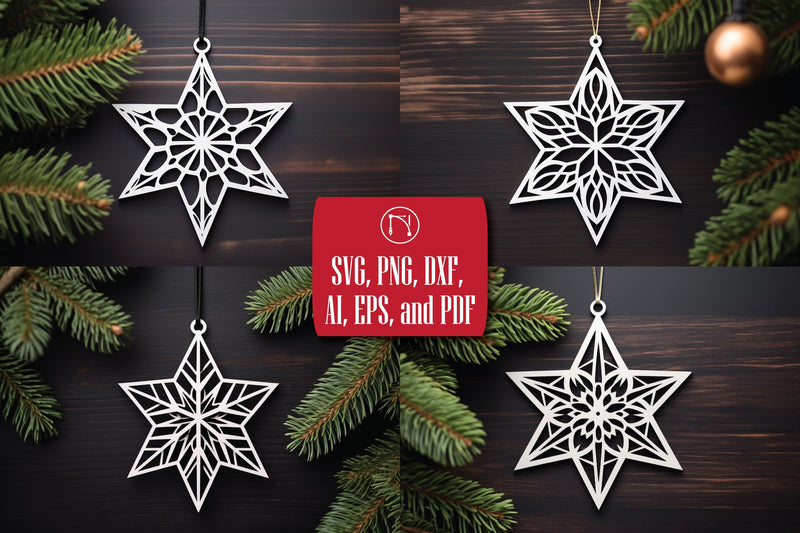 Laser Cut Christmas Star SVG Bundle - So Fontsy