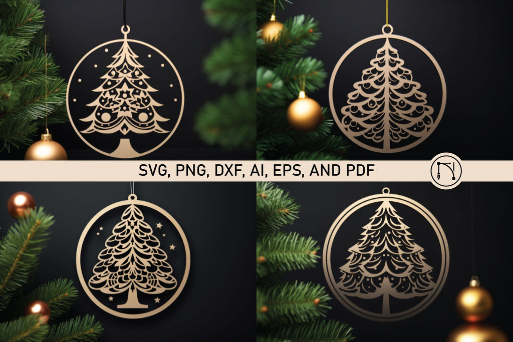Laser Cut Christmas Tree Sign SVG Bundle - So Fontsy