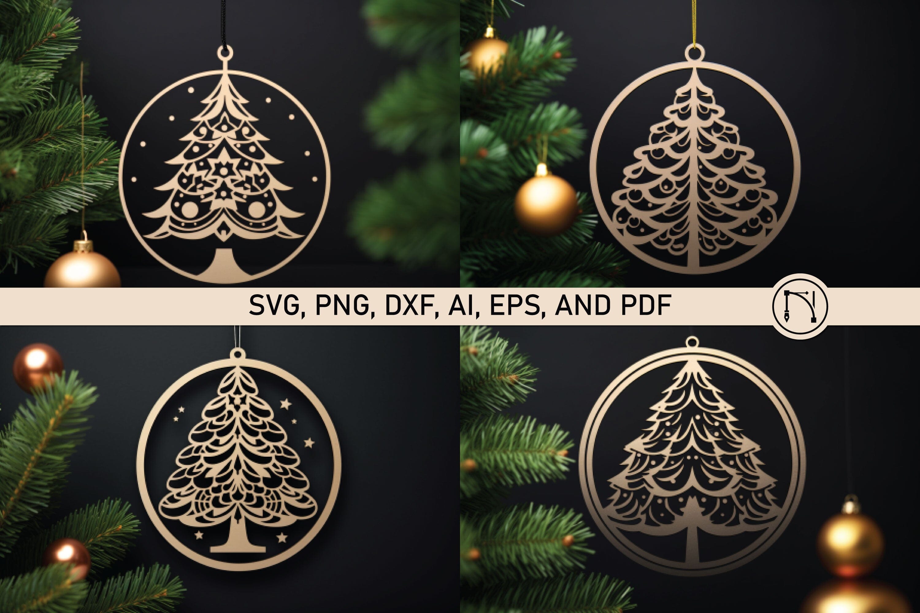 Laser Cut Christmas Tree Sign SVG Bundle - So Fontsy