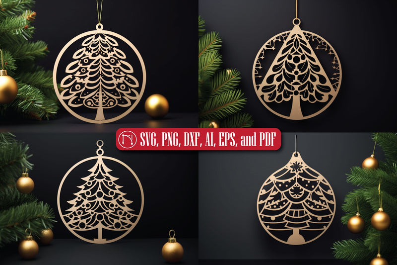 Laser Cut Christmas Tree Sign SVG Bundle - So Fontsy