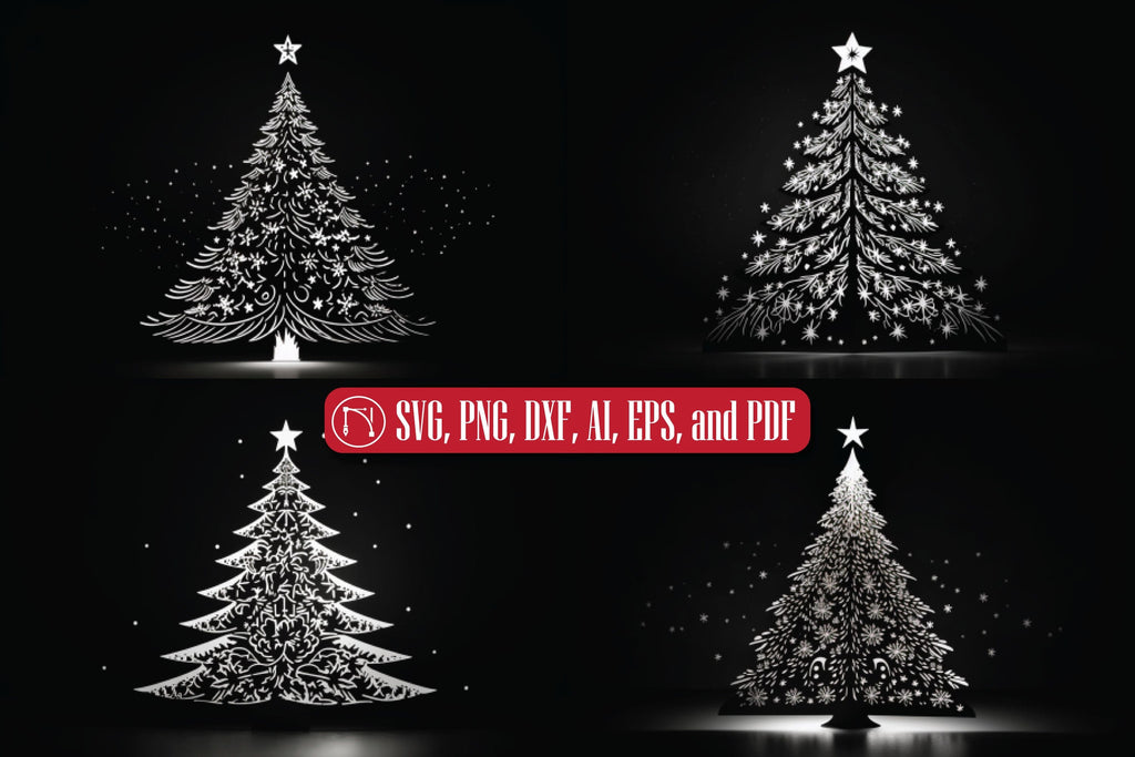 Laser Cut Christmas Tree Stand with Glass SVG Bundle - So Fontsy