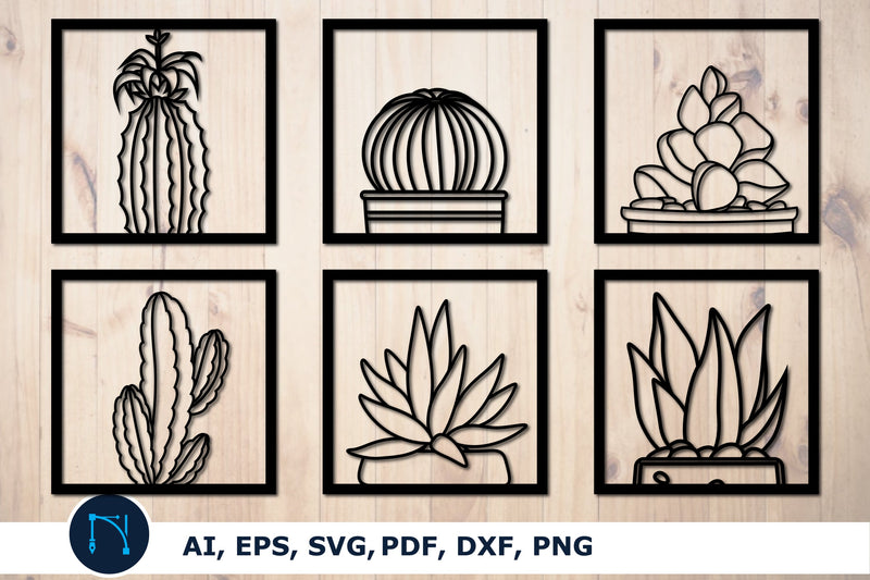 laser cut decorative Cactus SVG bundle - So Fontsy