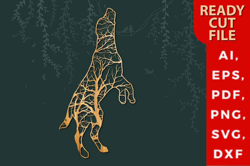 laser cut dog decor with tree SVG file, Panel dog, Laser cut files SVG ...