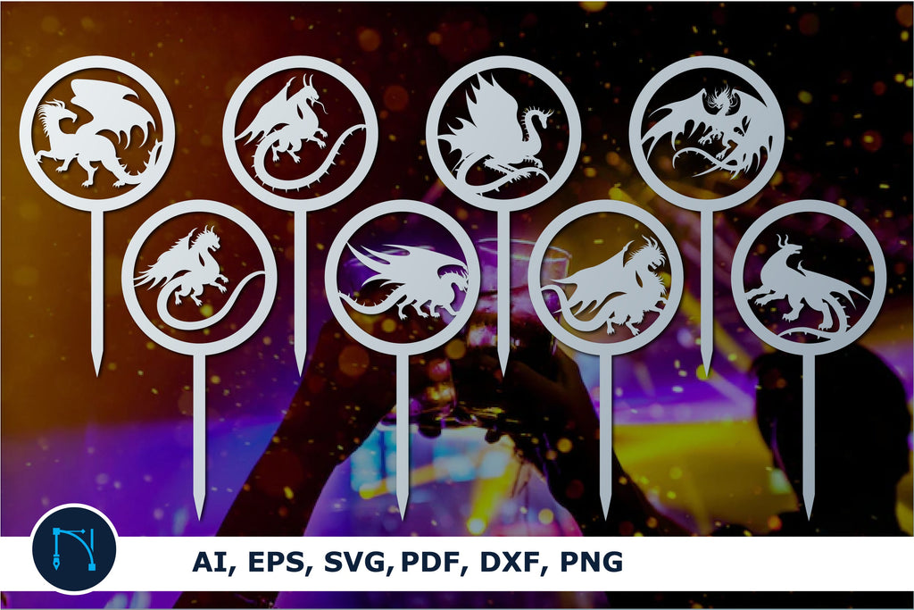 laser cut dragon Cake topper bundle - So Fontsy