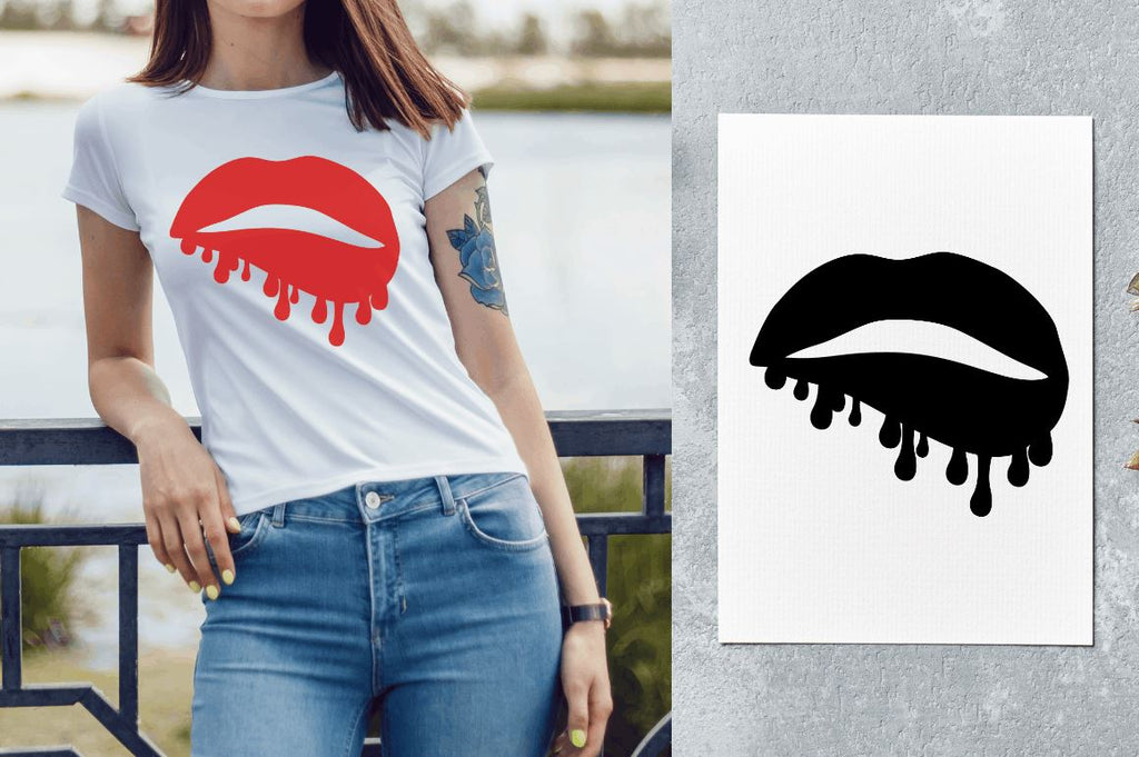 Laser Cut Dripping Lips SVG Bundle - So Fontsy