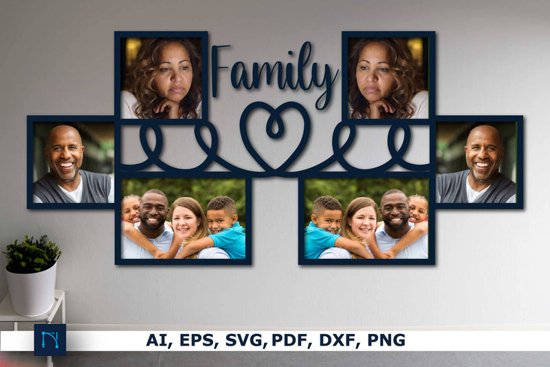 Laser Cut Family Photo Frame SVG - So Fontsy