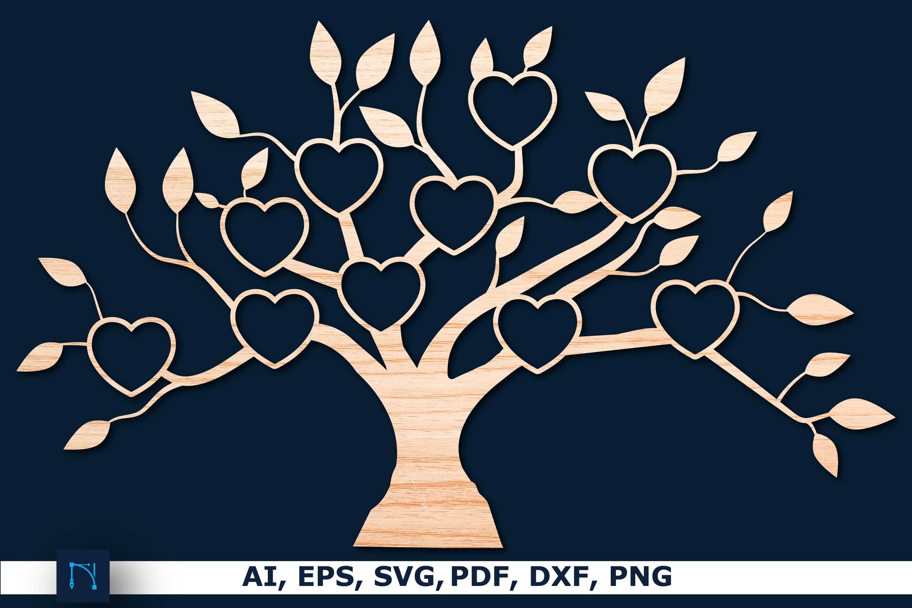 laser Cut Family Tree 10 Members SVG - So Fontsy