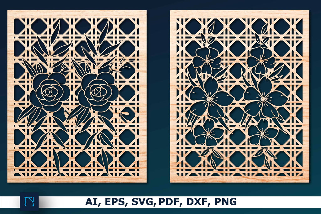 Laser cut Floral Rattan Decor SVG bundle - So Fontsy