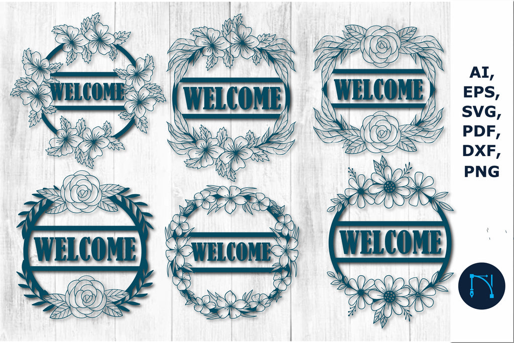 laser cut Flower Frame Sign Bundle SVG - So Fontsy