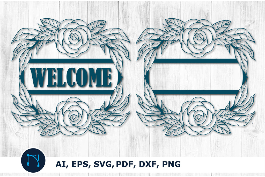 laser cut Flower Frame Sign Wall Art svg - So Fontsy