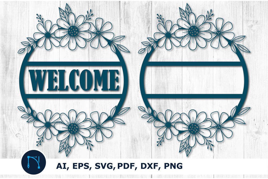laser cut Flower Frame Sign Wall Art SVG - So Fontsy