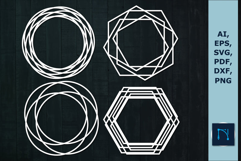 laser cut Geometric Frame SVG bundle - So Fontsy