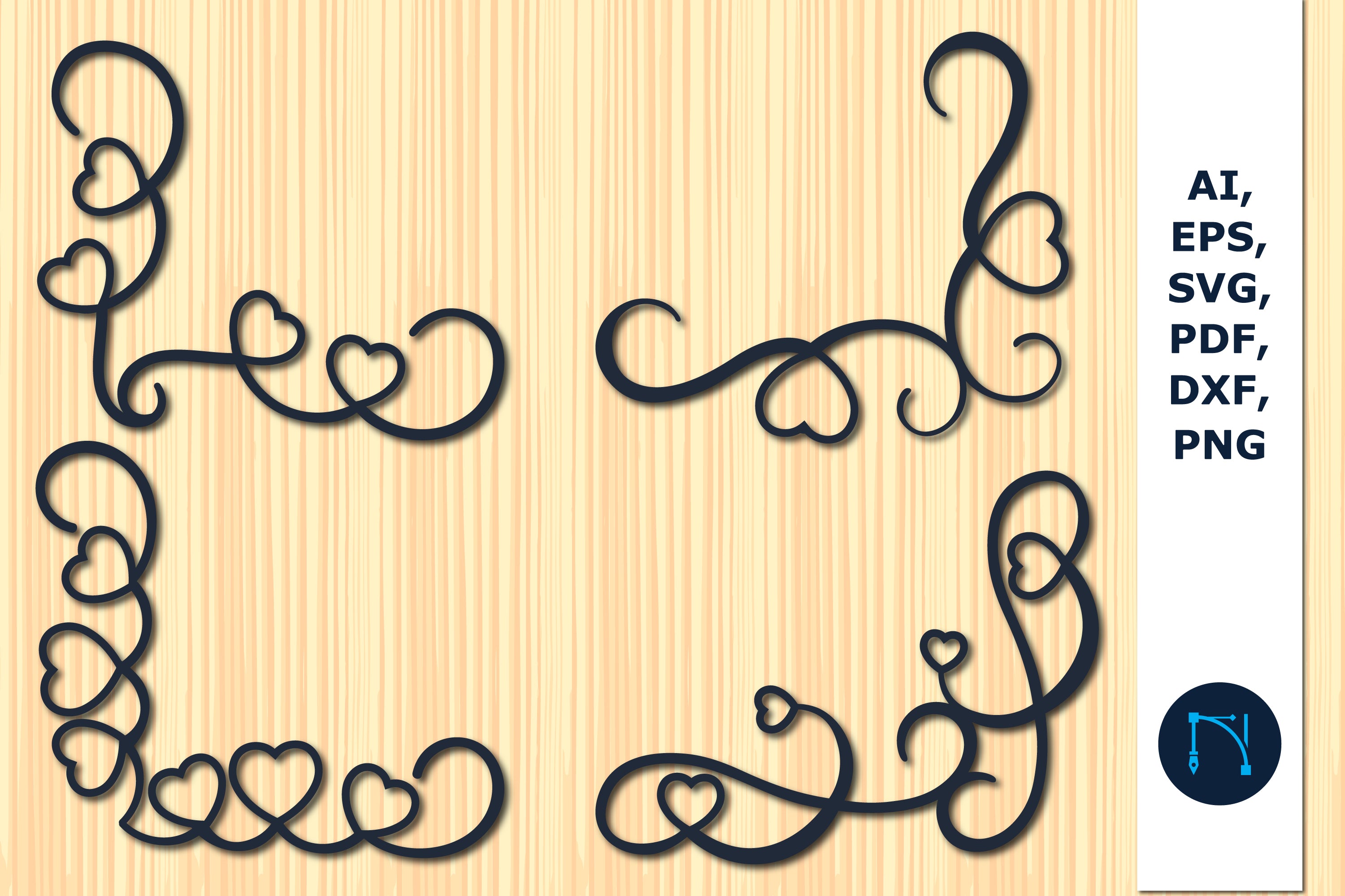 laser cut heart border SVG bundle SVG - So Fontsy
