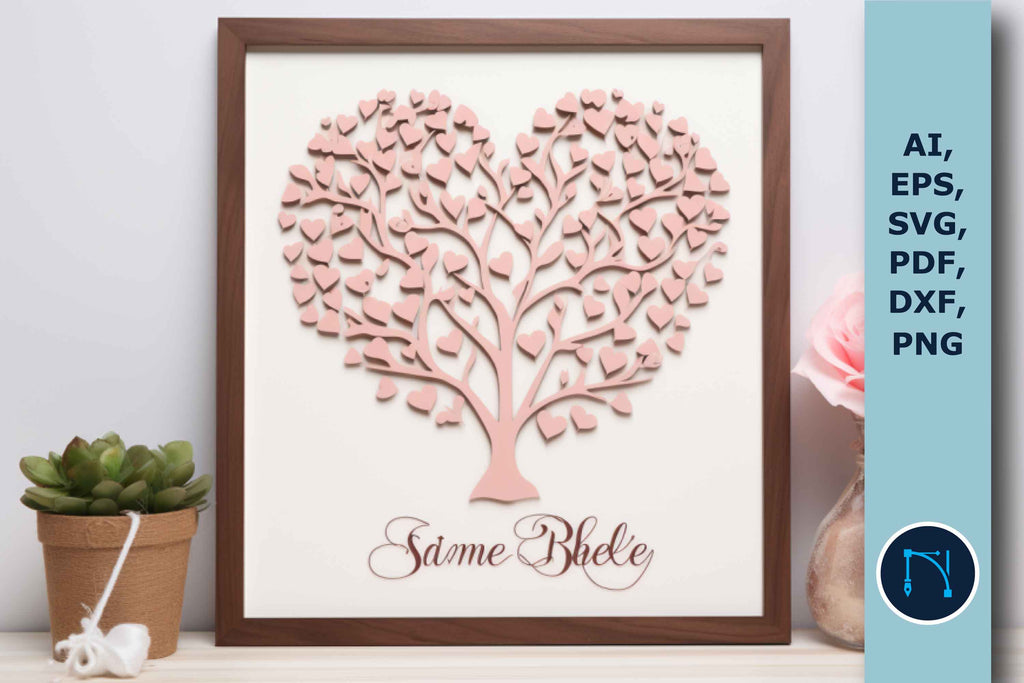 Laser Cut Heart Tree of Love Sign SVG - So Fontsy