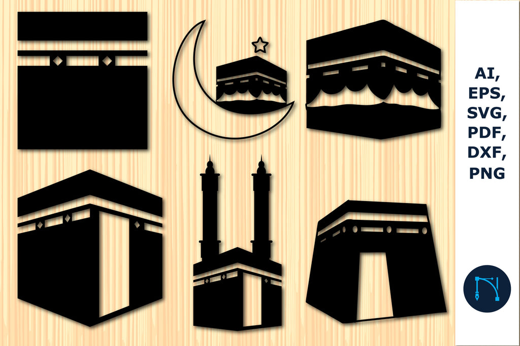 laser cut Holy Kaaba Makkah SVG bundle - So Fontsy