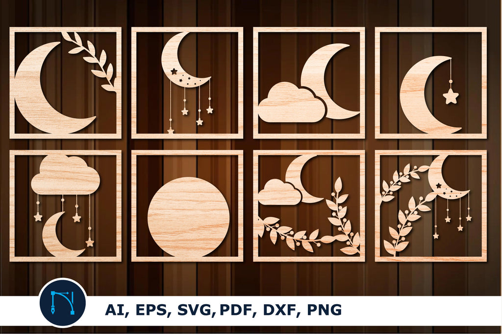 laser cut moon decor SVG cut file bundle - So Fontsy
