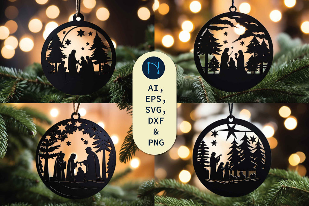 Laser Cut Nativity Christmas Ornament SVG Bundle - So Fontsy