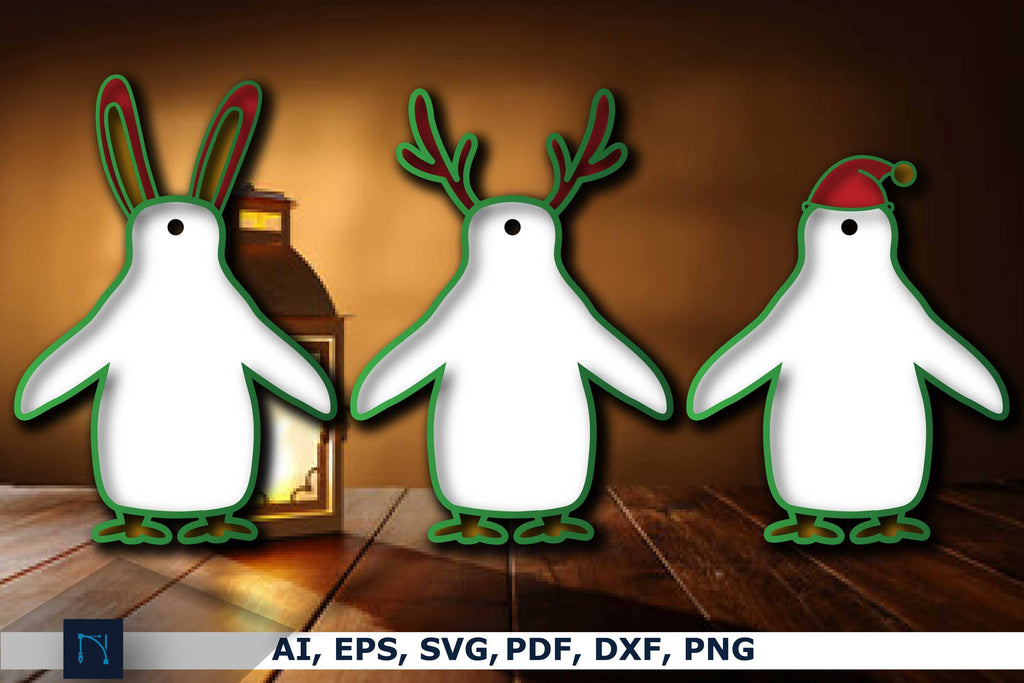 laser cut penguin custom tag SVG bundle - So Fontsy