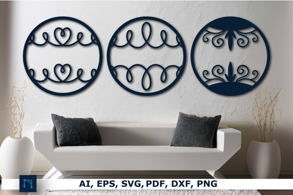 Laser-cut Round Wall Decor SVG Bundle - So Fontsy