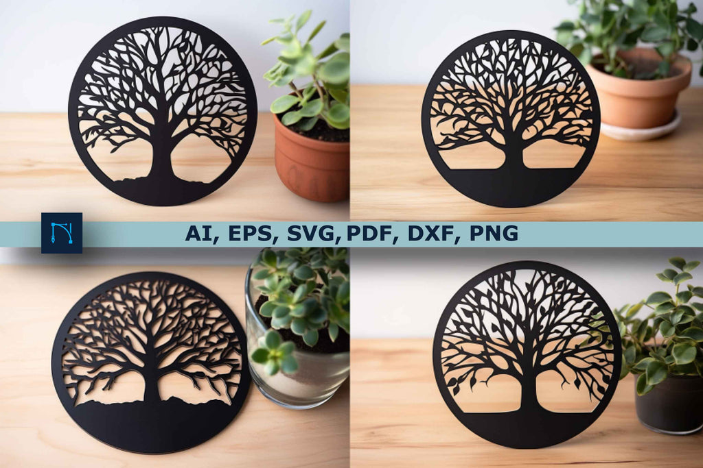 Laser Cut Tree Coaster SVG Bundle - So Fontsy