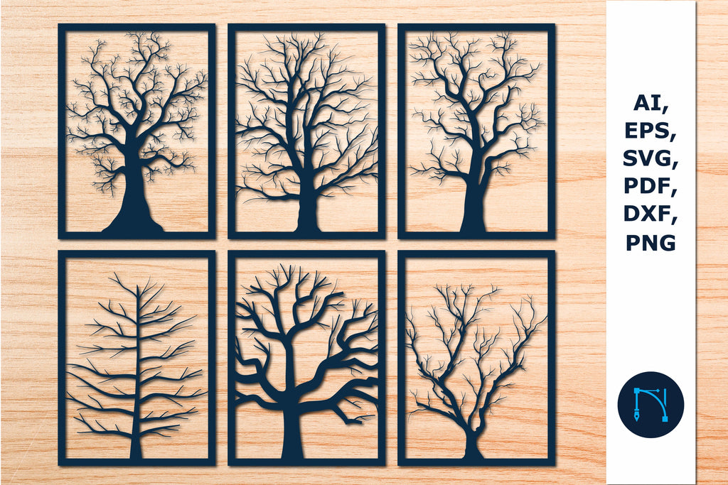 laser cut tree decor SVG cut file bundle - So Fontsy