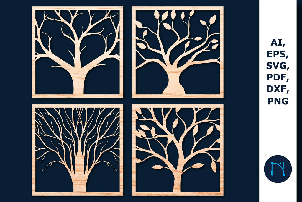 laser Cut Tree Decor Wall Art SVG Bundle - So Fontsy