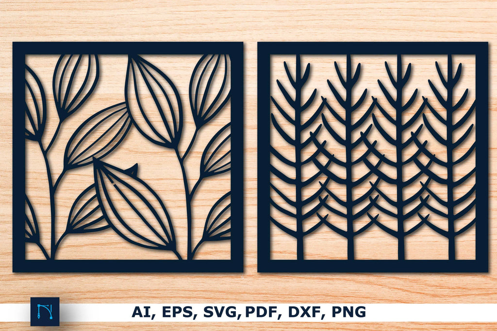Laser-cut tree leaf Decor SVG bundle - So Fontsy