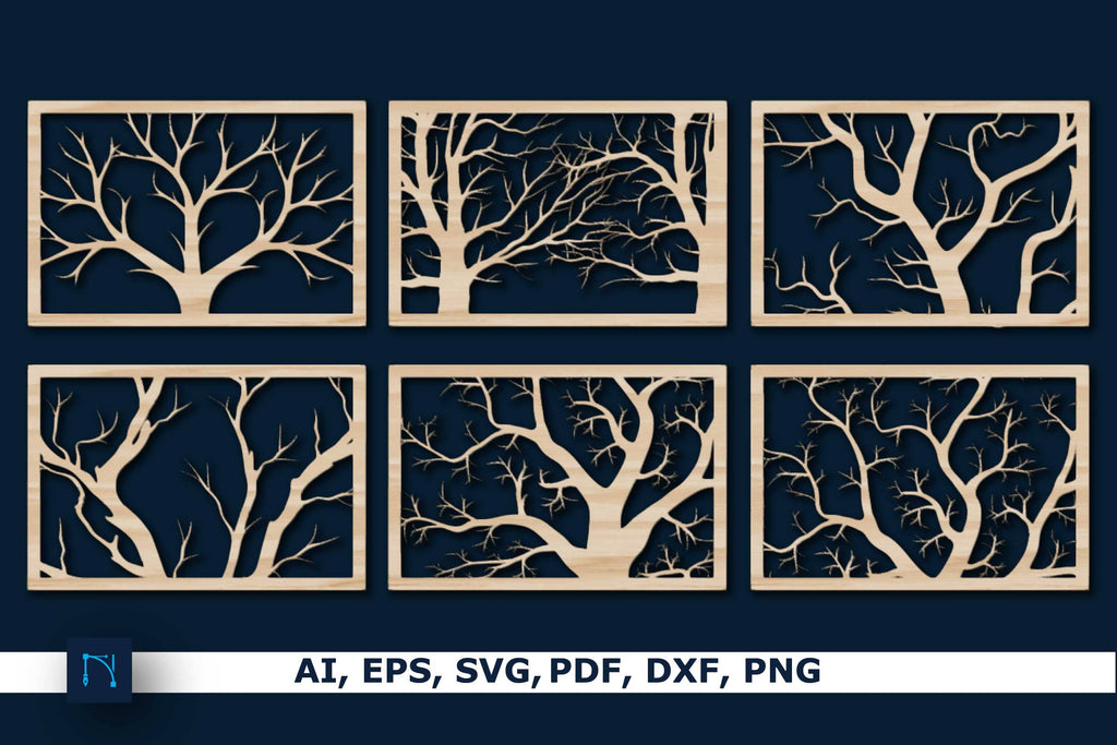 Laser Cut Tree Wall Decor SVG Bundle - So Fontsy