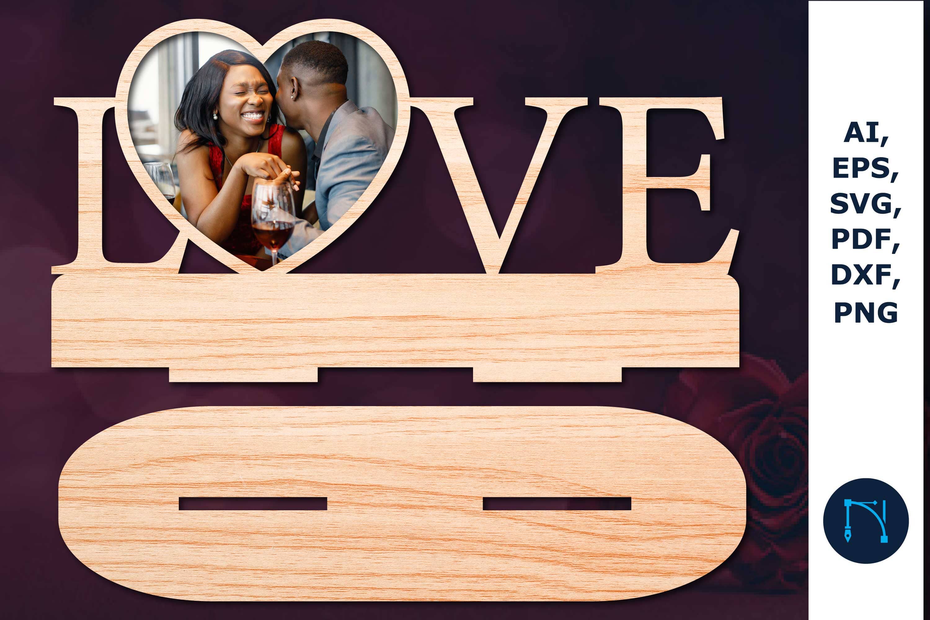 Laser cut Valentine Photo Frame SVG - So Fontsy