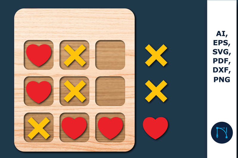 Laser cut Valentine Tic Tac Toe Game SVG - So Fontsy