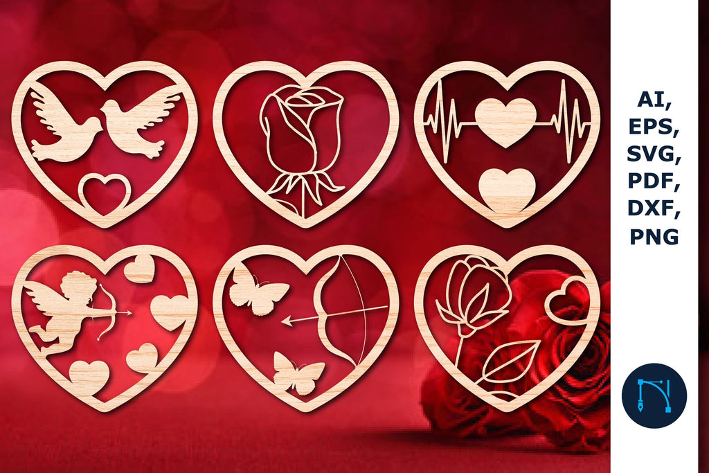laser cut Valentines Heart SVG Bundle - So Fontsy