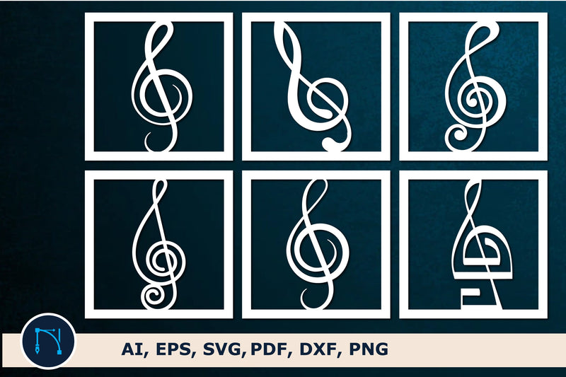 laser cut Violin Key SVG bundle - So Fontsy