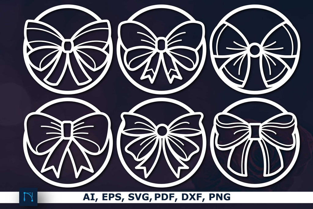 laser/Paper cut Bow Decor SVG bundle - So Fontsy