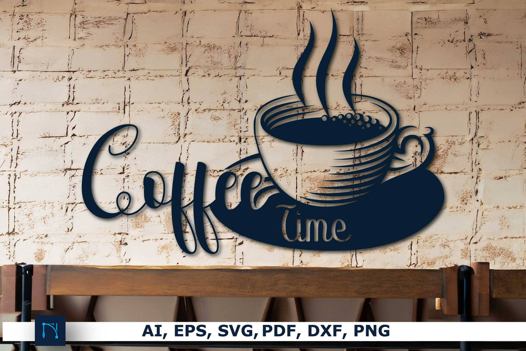 Laser/Paper cut Coffee time sign SVG - So Fontsy