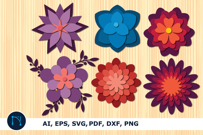 laser/paper cut layer flower SVG bundle - So Fontsy