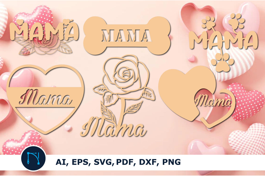 laser/paper cut mama SVG file bundle - So Fontsy