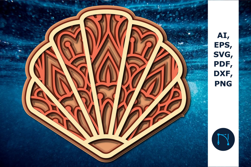 Laser/paper Cut Sea Shell SVG cut file - So Fontsy