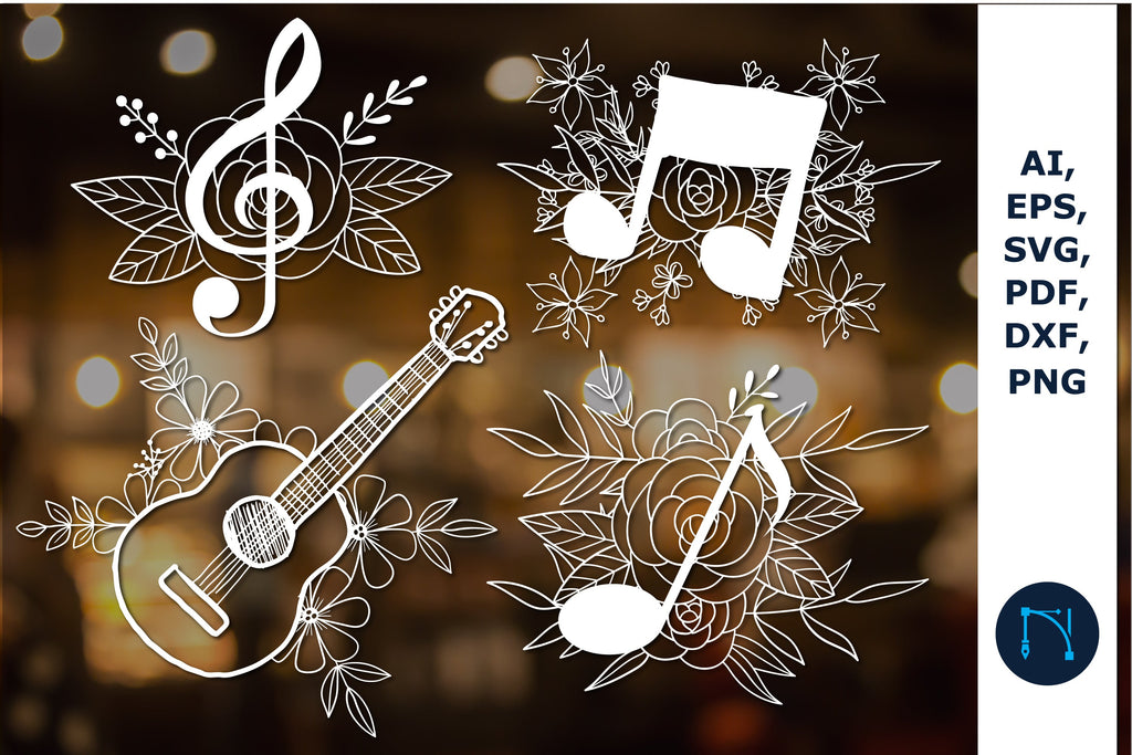 laser/Papercut music bundle SVG for decor - So Fontsy