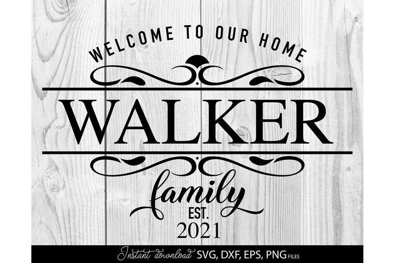 Welcome sign, Home Decor, Family Sign, Last Name Monogram - So Fontsy