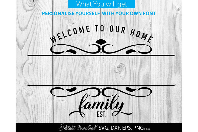 Welcome sign, Home Decor, Family Sign, Last Name Monogram - So Fontsy