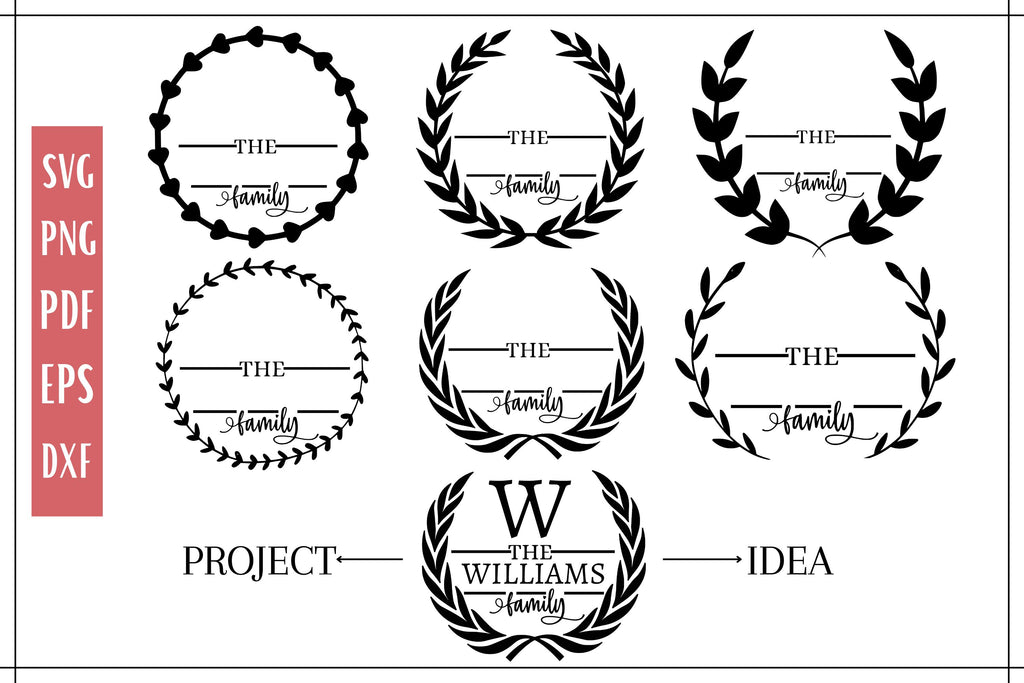 Last Name Round Wreath Templates SVG Bundle - So Fontsy