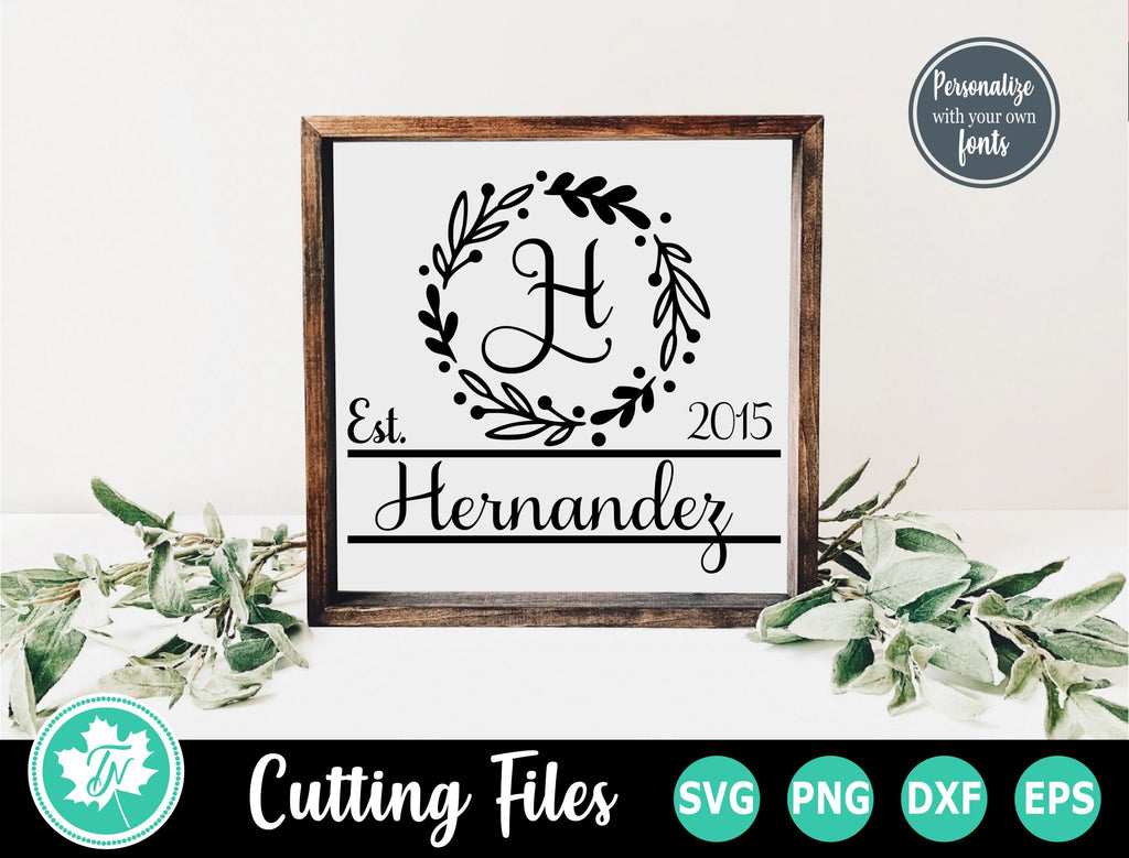 Last Name SVG | Family Name SVG | Wreath SVG - So Fontsy